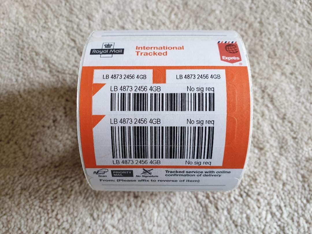 Royal Mail International Tracked Orange Postage Label Stickers ...